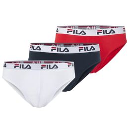 Slip Fila "MAN BRIEF", Herren, Gr. XXL, bunt (wei&szlig; navy rot), Jersey, Obermaterial: 95% Baumwolle, 5% Elasthan, unifarben, k&ouml;rpernah, Unterhosen Slip, mit elastischem Logobund