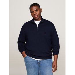 Tommy Hilfiger Big & Tall Troyer "BT-PIMA ORG CTN CASHMERE ZMOCK-B", Herren, Gr. XXL, blau (desert sky), Strick, Obermaterial: 95% Baumwolle, 5% Kaschmir, TOMMY HILFIGER BIG & TALL, B&uuml;ndchen, Pullover Troyer, Gro&szlig;e Gr&ouml;&szlig;en