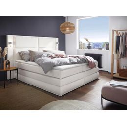 Boxspringbett Collection AB "Copenhagen", wei&szlig;, B:231cm L:215cm, Holzwerkstoff, Spanplatte, Komplettbetten, Boxspringbett, inklusive Bettkasten, Topper, wahlweise mit LED-Beleuchtung