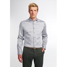 Langarmhemd Eterna "SLIM FIT", Herren, Gr. 39, Normalgr&ouml;&szlig;en, silber, Twill, 100% Baumwolle, schmal, Manschette, Hemden Langarmhemd, NON IRON (b&uuml;gelfrei)