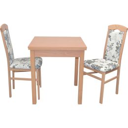 Essgruppe "Berta", beige (beige, beige, buchefarben), B:45cm H:95cm T:48cm, Massivholz, HOFMANN LIVING AND MORE, Sitzm&ouml;bel-Sets, Essgruppe