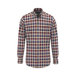 Langarmhemd Fynch-Hatton, Herren, Gr. 3XL, N-Gr, deep merlot, Jersey, Obermaterial: 100% Baumwolle, kariert, regular fit taillenbedeckt, Manschette, Hemden Langarmhemd, mit Logo Stickerei