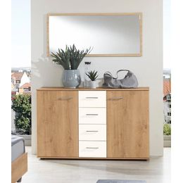 Kombikommode wimex "Petra/Pamela", wei&szlig; (plankeneichefarben, wei&szlig;), B:130cm H:82cm T:41cm, Sideboards, Kombikommode