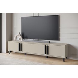 Lowboard Home Affaire "Helsinki, TV-Kommode Breite 180cm", braun (congo), B:180cm H:40cm T:33cm, Holzwerkstoff, Sideboards, Lowboard, modernes Design, 3 Klappt&uuml;ren