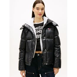 Steppjacke Tommy Jeans "TJW ALASKA GRID DWN JCKT SHINY", Damen, Gr. L (40), schwarz, Steppware, Obermaterial: 100% Nylon, unifarben, regular fit, Jacken Steppjacke