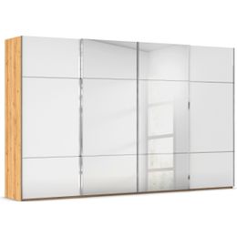 Schwebet&uuml;renschrank Rauch "Kleiderschrank Schrank Garderobe Schlafzimmerschrank SCALE-TRIO", wei&szlig; (asteiche, glas kristallwei&szlig;, griffleisten chrom), B:360cm H:223cm T:68cm, Holzwerkstoff, Schr&auml;nke, Schwebet&uuml;renschrank, edle dreigeteilte Front mit 2 Zierleisten Spiegel/Glas MADE IN GERMANY