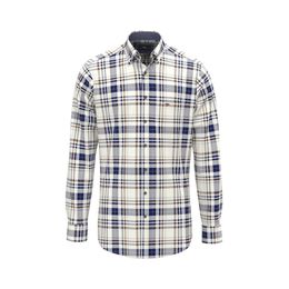 Langarmhemd Fynch-Hatton, Herren, Gr. M, N-Gr, blau (misty blau), Jersey, Obermaterial: 100% Baumwolle, kariert, regular fit taillenbedeckt, Manschette, Hemden Langarmhemd, mit Logo Stickerei