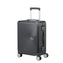 Hartschalen-Trolley American Tourister "SOUNDBOX ALU, verschiedene Gr&ouml;&szlig;en und Farben", Damen, Gr. B/H/T: 40cm x 55cm x 23cm 39 l, brushed anthrazit, Aluminium, Koffer Hartschalen-Trolley, Hartschalen-Koffer zwei TSA-Schl&ouml;sser Aluminium-Koffer