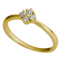 Fingerring Firetti "Schmuck Geschenk Gold 375 Damenring Goldring Blume" Gr. 17, gold (gelbgoldfarben), Fingerringe, Damen, 17, 0,13 P2 = erkennbare Einschl&uuml;sse, Diamanten Gelbgold 375, 1,8mm, Diamanten, Gelbgold 375, Fingerring, mit Brillanten