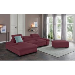 Ecksofa Home Affaire "Alberto L-Form", lila (chianti), B:286cm H:73cm T:174cm, 90% Polyester, 10% Polyamid;Luxus-Microfaser ALTARA NUBUCK (100% Polyester);Luxus-Microfaser weich (90% Polyester, 10% Polyamid);Microfaser Antiklederoptik, Sofas, Ecksofa, mit Kopfteilverstellung, wahlweise mit Bettfunktion