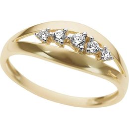 Fingerring Firetti "Schmuck Geschenk Gold 333 Damenring Goldring bicolor" Gr. 16, gelb (gelbgoldfarben, wei&szlig;goldfarben, kristallwei&szlig;), Fingerringe, Damen, 16, Gelbgold 333, 1mm, Fingerring, mit Zirkonia (synth.)