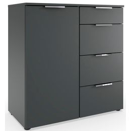 Kombikommode wimex "Level by fresh to go", grau (graphit), B:81cm H:84cm T:41cm, Holzwerkstoff, Sideboards, Kombikommode, 1-t&uuml;rig, mit 4 Schubladen und soft-close Funktion, 84cm breit
