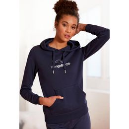 Hoodie Kangaroos, Damen, Gr. 36/38, blau (marine), Interlock, Obermaterial: 60% Baumwolle, 40% Polyester, unifarben, Basic, bequem h&uuml;ftlang, Rippb&uuml;ndchen, Sweatshirts Hoodie, mit K&auml;ngurutasche, Loungewear