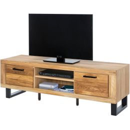 Lowboard Home Affaire, braun, B:168,5cm H:52cm T:45cm, FSC-zertifiziertes teilmassives Holz, Sideboards, Lowboard, Industriestil, Teilmassiv Eiche, schwarze Elemente, Modern