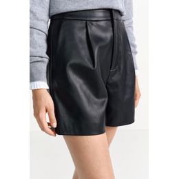 Shorts RICHROYAL, Damen, Gr. 40, N-Gr, schwarz, Web, Obermaterial: 52% Polyester, 48% Polyurethan, ausgestellt, Hosen Shorts, in Lederoptik, ausgestellter Schnitt