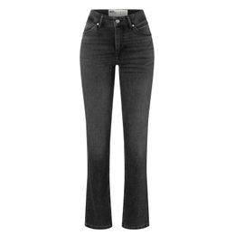 Straight-Jeans MAC "MACMELANIE", Damen, Gr. 44, L&auml;nge 28, grau basic, Denim/Jeans, Obermaterial: 77% Baumwolle, 10% Polyester, 10% Viskose, 3% Elasthan, straight fit kn&ouml;chellang, Jeans Straight-Jeans, Sportives Naht-Detail am Tascheneingriff