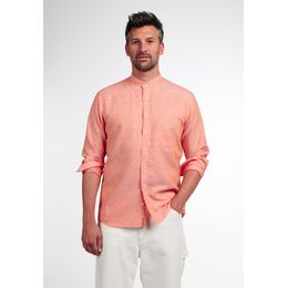 Langarmhemd Eterna "MODERN FIT", Herren, Gr. S, US-Gr&ouml;&szlig;en, orange, 32% cotton, 54% Leinen, 14% Lyocell, tailliert, Manschette, Hemden Langarmhemd, EASY IRON (b&uuml;gelleicht)
