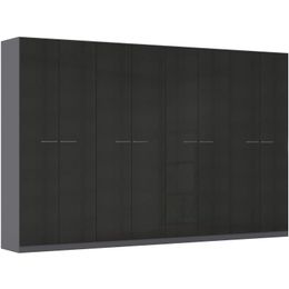 Dreht&uuml;renschrank Rauch "Kleiderschrank Schrank Garderobe TOPSELLER OTELI inkl. Inneneinteilung", grau (graumetallic, hochglanz effektgrau), B:360cm H:229cm T:54cm, Holzwerkstoff, Schr&auml;nke, Dreht&uuml;renschrank, mit zus&auml;tzlichen Einlegeb&ouml;den, optional mit Spiegel MADE IN GERMANY