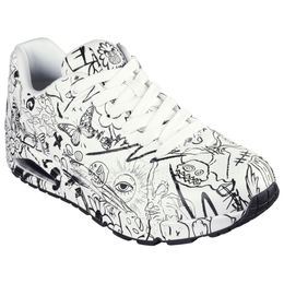 Sneaker Skechers, Herren, Gr. 48,5, wei&szlig;, schwarz sketch, Lederimitat, Schuhe Sneaker, mit Skech-Air Luftkammernsohle, Freizeitschuh, Halbschuh, Schn&uuml;rer, Topseller