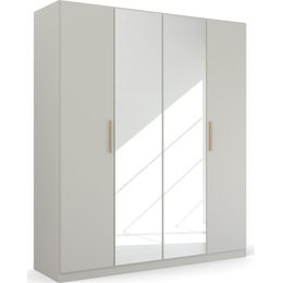 Kleiderschrank Rauch "Dreht&uuml;renschrank Schrank Garderobe Ankleide SKANDI BY QUADRA SPIN", grau (seidengrau), B:181cm H:210cm T:54cm, Holzwerkstoff, Schr&auml;nke, Kleiderschrank, im Landhaus-Stil mit Massivholzgriffen, vollfl&auml;chige Spiegelt&Uuml;ren