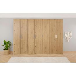 Dreht&uuml;renschrank Rauch "Kleiderschrank Schrank Garderobe KOLUNA mit Dekor-Front", braun (eiche artisan), B:315cm H:229cm T:54cm, Holzwerkstoff, Schr&auml;nke, Dreht&uuml;renschrank, inkl. 2 Innenschubladen sowie extra Einlegeb&ouml;den MADE IN GERMANY