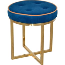 Polsterhocker Home Affaire, blau, B:42cm H:46cm T:42cm, Samtbezug 100% Polyester, Hocker, Polsterhocker
