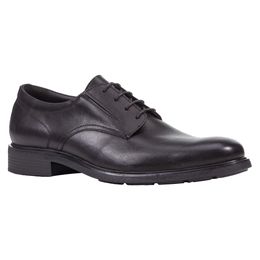Schn&uuml;rschuh Geox, Herren, Gr. 47, schwarz, Leder, Schuhe Schn&uuml;rschuh, Business Schuh, Anzugschuh mit Blockabsatz