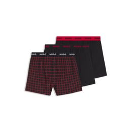 Webboxer HUGO UNDERWEAR "WOVEN BOXER TR", Herren, Gr. S (48), 3 Stk., open miscellaneous 962, Single Jersey, Obermaterial: 100% Baumwolle, k&ouml;rpernah, Unterhosen Webboxer, Webboxer mit HUGO Schriftzug