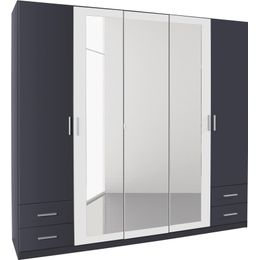 Dreht&uuml;renschrank Rauch "Dreht&uuml;renschrank Schrank Garderobe W&auml;scheschrank Schlafzimmer FLEXX", wei&szlig; (graumetallic, wei&szlig;), B:225cm H:210cm T:54cm, Holzwerkstoff, Schr&auml;nke, Dreht&uuml;renschrank, mit 4 Schubk&auml;sten