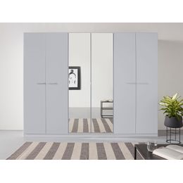 Dreht&uuml;renschrank Rauch "Kleiderschrank Schrank Garderobe TOPSELLER OTELI inkl. Inneneinteilung", grau (seidengrau), B:271cm H:210cm T:54cm, Holzwerkstoff, Schr&auml;nke, Dreht&uuml;renschrank, mit zus&auml;tzlichen Einlegeb&ouml;den, optional mit Spiegel MADE IN GERMANY
