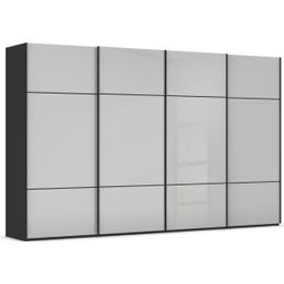 Schwebet&uuml;renschrank Rauch "Kleiderschrank Schrank Garderobe Schlafzimmerschrank SCALE-TRIO", grau (schwarz, glas seidengrau, griffleisten schwarz), B:360cm H:223cm T:68cm, Holzwerkstoff, Schr&auml;nke, Schwebet&uuml;renschrank, edle dreigeteilte Front mit 2 Zierleisten Glasfront MADE IN GERMANY