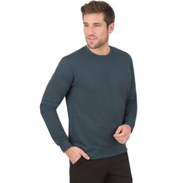 Sweatshirt TRIGEMA "TRIGEMA Sweatshirt", Herren, Gr. S, grau (anthrazit), Sweatware, 70% Baumwolle, 30% Polyester, Basic, lang, Rundhals, Sweatshirts Sweatshirt