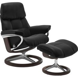 Relaxsessel stressless "Ruby", schwarz (schwarz paloma), B:88cm H:101cm T:78cm, Leder BATICK: durchgef&auml;rbtes und genarbtes M&ouml;belleder;Leder PALOMA: durchgef&auml;rbtes Semianilin-M&ouml;belleder, Sessel, Relaxsessel, mit Signature Base, Gr&ouml;&szlig;e L, Gestell Eiche, Wenge, Braun & Schwarz
