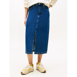 Jeansrock Tommy Hilfiger "DNM EMI MIDI STRAIGHT SKIRT HW", Damen, Gr. 36, emi, Web, Obermaterial: 100% Baumwolle, unifarben, straight fit wadenlang, R&ouml;cke Jeansrock