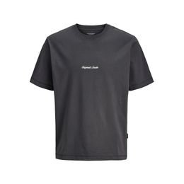 Jack & Jones PlusSize T-Shirt "JORNORREBRO EMB TEE SS CREW NECK PLS", Herren, Gr. 4XL, asphalt, Jersey, Obermaterial: 90% Baumwolle, 10% sonstige Fasern, JACK & JONES PLUSSIZE, bedruckt, regular fit normal, Rundhals, Shirts T-Shirt