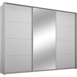 Schwebet&uuml;renschrank Rauch "Kleiderschrank Schrank Garderobe W&auml;scheschrank TOMA mit Passepartout", grau (seidengrau), B:278cm H:233cm T:64cm, Holzwerkstoff, Schr&auml;nke, Schwebet&uuml;renschrank, inkl. Regaleinsatz sowie zus&auml;tzlichen Einlegeb&ouml;den MADE IN GERMANY
