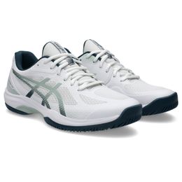 Hallenschuh asics "COURT HUNTER FF", Herren, Gr. 46,5, wei&szlig;, lichen rock, Synthetik, Schuhe Hallenschuh, besonders geeignet f&uuml;r Handball und Volleyball