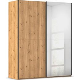 Schwebet&uuml;renschrank Rauch "Kleiderschrank Schrank Garderobe Schlafzimmerschrank SCALE-WOOD", braun (asteiche massiv, griffleisten schwarz), B:181cm H:223cm T:68cm, Holz teilmassiv, Schr&auml;nke, Schwebet&uuml;renschrank, edle geteilte Front in massiver Asteiche mit Spiegel MADE IN GERMANY