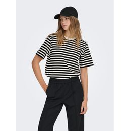 Kurzarmshirt Only "ONLLIVINA S/S STRIPE TEE JRS NOOS", Damen, Gr. M, schwarz-wei&szlig; (cloud dancer stripes:schwarz stripes), Single Jersey, Obermaterial: 100% Baumwolle, gestreift, regular fit normal, Rundhals, Shirts Kurzarmshirt