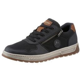 Sneaker Rieker, Herren, Gr. 44, bunt (dunkelblau, braun), Nubuklederimitat, unifarben mit Farbeinsatz, Schuhe Sneaker, Freizeitschuh, Halbschuh, Schn&uuml;rschuh mit Kontrastbesatz, Topseller