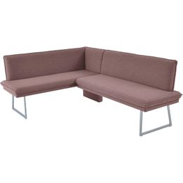 K+w Komfort & Wohnen Eckbank K+W KOMFORT & WOHNEN, rosa (rose), H:86cm T:60cm, Sitzb&auml;nke, Eckbank, mit Sattlernaht und schmaler Kufe, langer Schenkel rechts oder links