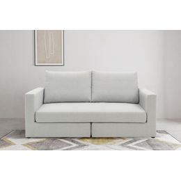 2-Sitzer DOMO collection "Bibury, modernes Sofa, B/T/H: 178/80/90 cm", silber, B:178cm H:90cm T:80cm, 100% Polyester, Sofas, 2-Sitzer, Sitzfl&auml;che mit Federkern, inkl. 2 R&uuml;ckenkissen
