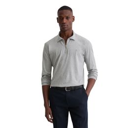 Marc O'Polo Langarm-Poloshirt MARC O'POLO "Jersey regular fit aus reiner Bio-Baumwolle", Herren, Gr. L, cloudy grau melange, Jersey, Obermaterial: 100% Baumwolle, regular fit, Shirts Langarm-Poloshirt