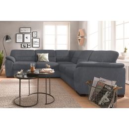 Sit & More Ecksofa SIT & MORE "Montego L-Form, B: 256cm", grau (anthrazit), B:256cm H:88cm T:227cm, Luxus-Microfaser (90% Polyester, 10% Polyamid);Struktur (100% Polyester);Luxus-Microfaser ALTARA NUBUCK (100% Polyester), Sofas, Ecksofa, wahlweise mit Bettfunktion und Schubkasten