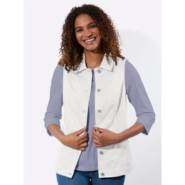 Kurzweste Casual Looks, Damen, Gr. 36, wei&szlig;, 97% Baumwolle, 3% Elasthan, unifarben, Westen Kurzweste