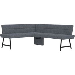 Eckbank OTTO HOME "Sava", grau (dunkelgrau (neve 97)), B:211cm H:84cm, 100% PES, Sitzb&auml;nke, Eckbank, mit Wellenfederung im Sitz