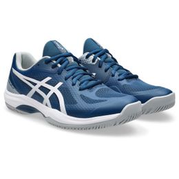 Hallenschuh asics "COURT HUNTER FF", Herren, Gr. 45, mako blau, gravel, Synthetik, Schuhe Hallenschuh, besonders geeignet f&uuml;r Handball und Volleyball