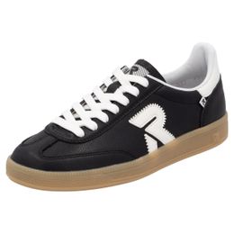 Sneaker RIEKER SPORT "San Diego Swing2GO", Damen, Gr. 40, schwarz-wei&szlig; (schwarz, wei&szlig;), Leder, Schuhe Sneaker, Retro-Sneaker, Freizeitschuh, Halbschuh mit herausnehmbarem Fu&szlig;bett