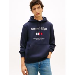 Hoodie Tommy Hilfiger "TOMMY EMBRO FLAG", Herren, Gr. L, desert sky, Sweatware, Obermaterial: 64% Baumwolle, 36% Polyester, regular fit, Rippb&uuml;ndchen, Sweatshirts Hoodie, normale Passform, Stickerei