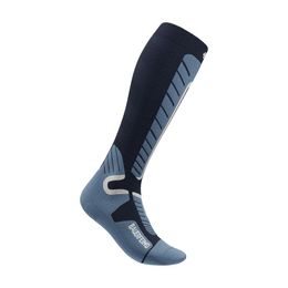 Sportsocken Bauerfeind "SKI ALPINE COMPRESSION SOCKS", Herren, Gr. 46-49, blau, l, Obermaterial: 66% Polyamid, 29% Wolle, 5% Elasthan, Socken Sportsocken, f&uuml;r Alpinski und Snowboard, mit anatomisch geformter Zehenbox